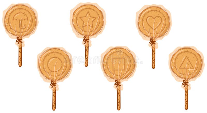 Korean Dalgona Candy Shape with Wrap and Stick Stock Vector ...