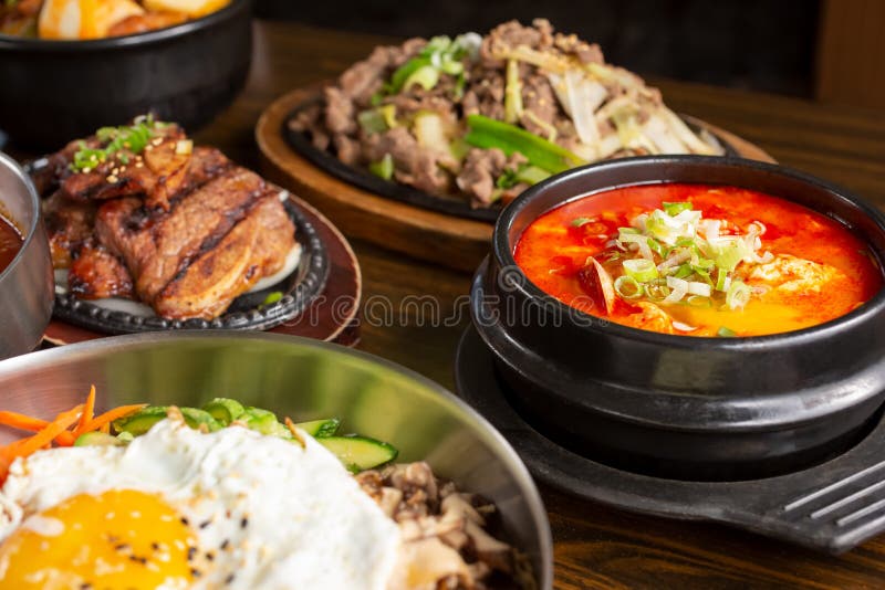 Korean dishes on table stock photo. Image of retail - 246879592