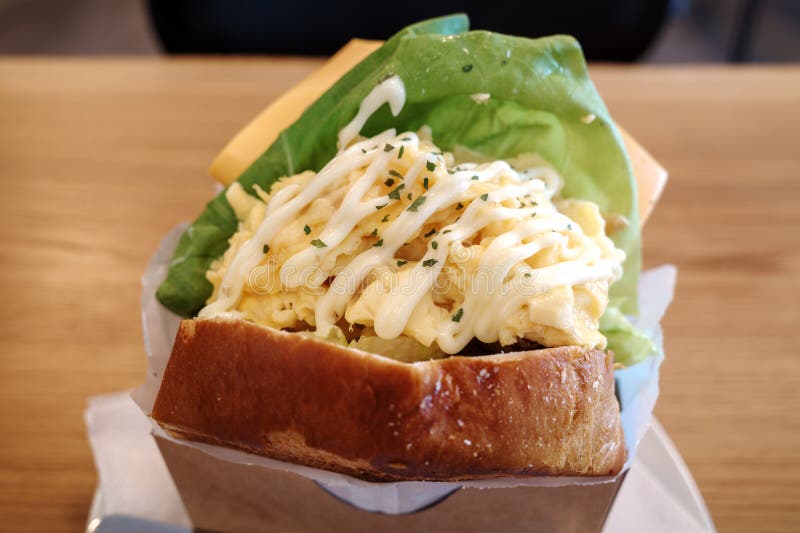 KOREAN EGG DROP SANDWICH stock photo. Image of eating - 309230148