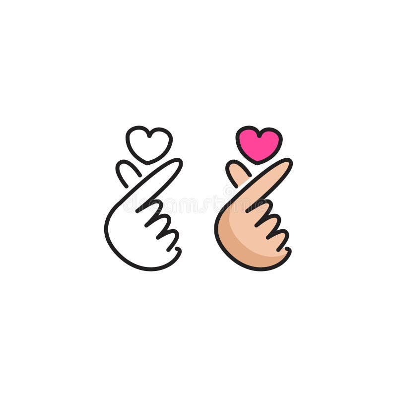 Korean Finger Heart, Love Hand Gesture. Vector Logo Icon Template Stock ...