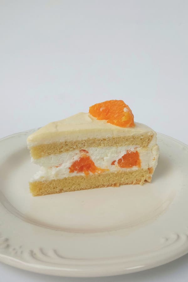 Korean Fresh Cream Orange Cake Stock Photo - Image of korean, orange ...