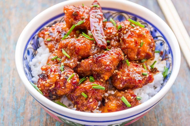 Korean Fried Chicken Served in a Bowl Horizontal Image Stock Image ...