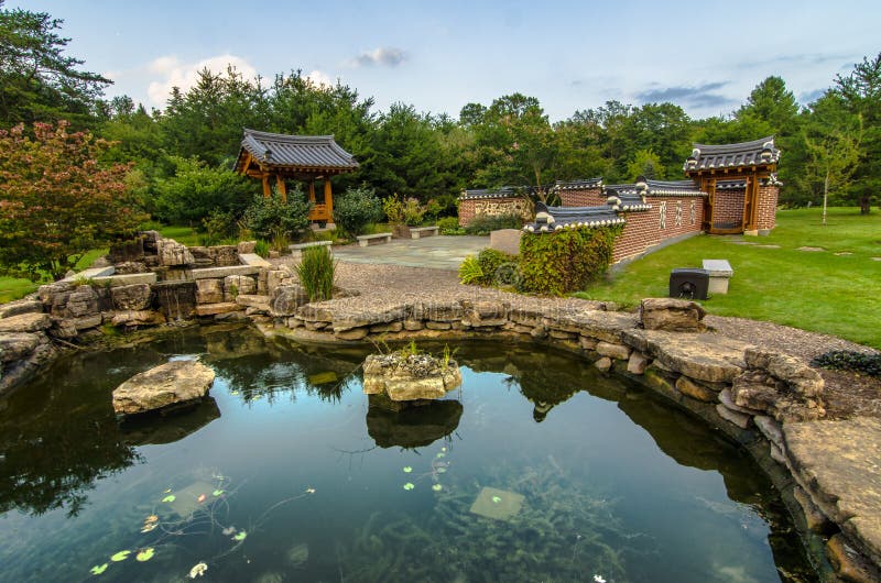 Korean Garden, Reflection Pond Stock Photo - Image of culture, garden ...