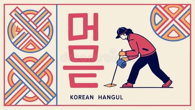 Korean Hangul Text Design, Cultural and Typography Illustration Vector ...