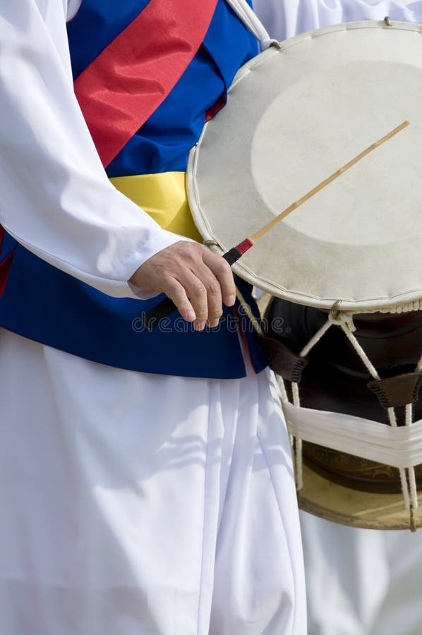 Korean Janggu Drum and Drummer Stock Photo - Image of colors, pungmul ...