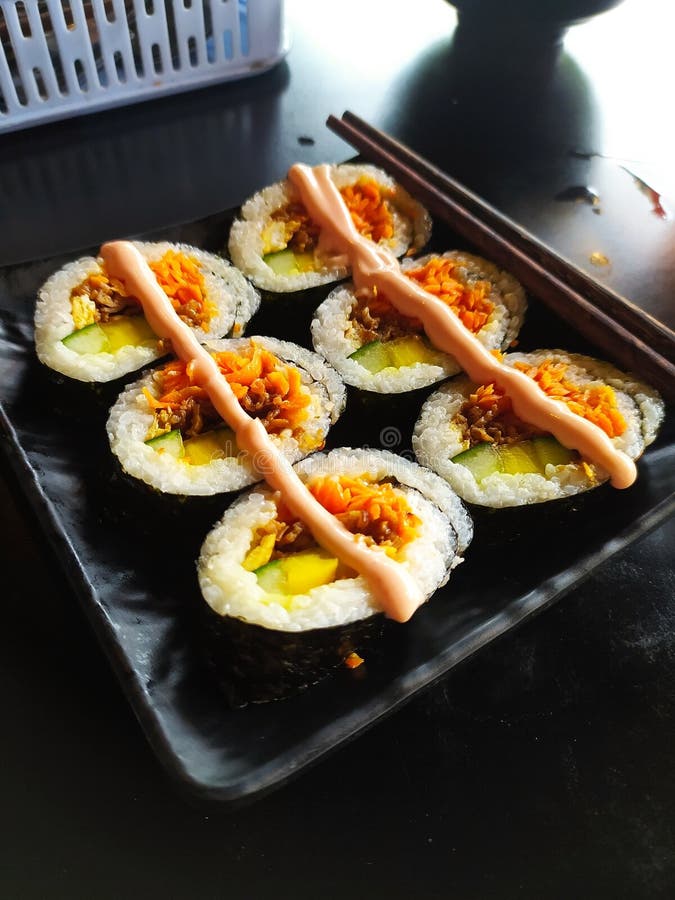 Korean Kimbap with Vegetables Stock Image - Image of korean, restaurant ...