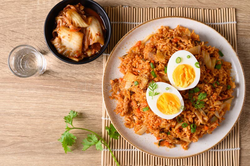 Korean Kimchi Fried Rice with Boiled Egg Stock Photo - Image of cuisine ...
