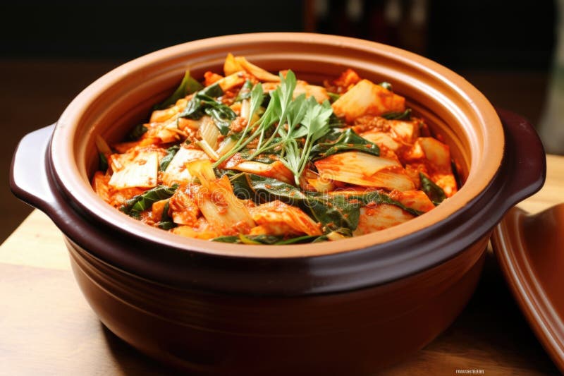 Korean Kimchi in a Large Clay Pot Stock Image - Image of traditional ...