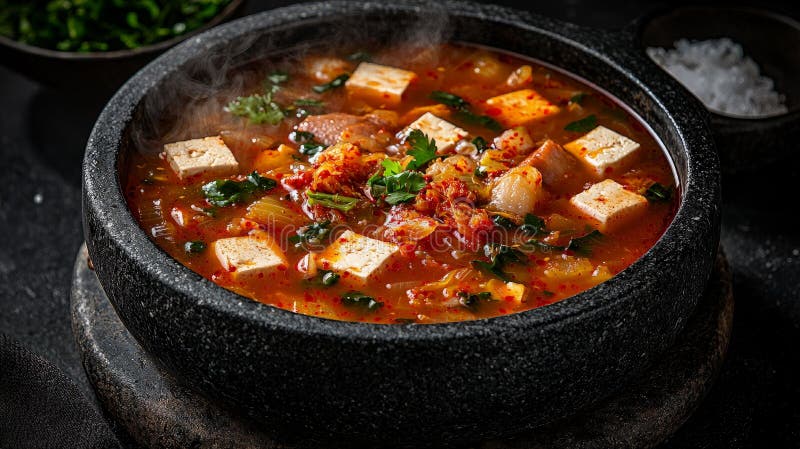 Korean Kimchi Stew Hot Dark Background Stock Photos - Free & Royalty ...