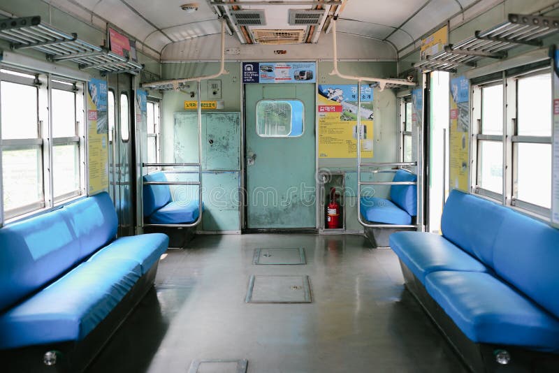Korean old subway interior editorial photography. Image of metro - 97284877