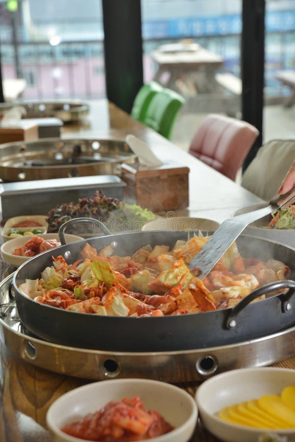 Korean Pan Fried Chicken Chilly Pot Stock Image - Image of carrot, chop ...