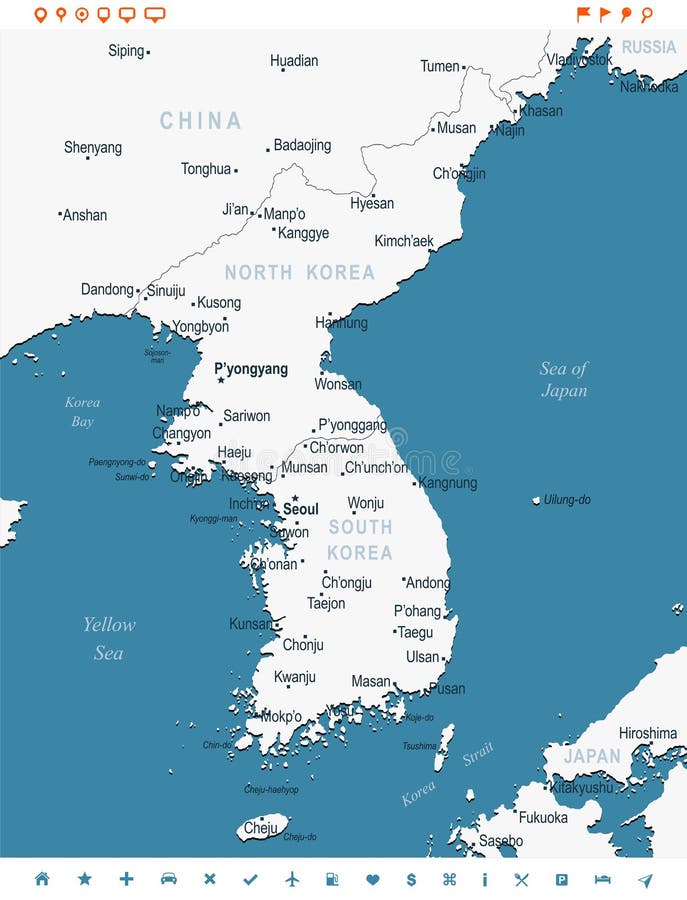 Korean Peninsula Map - Vector Illustration Stock Illustration ...