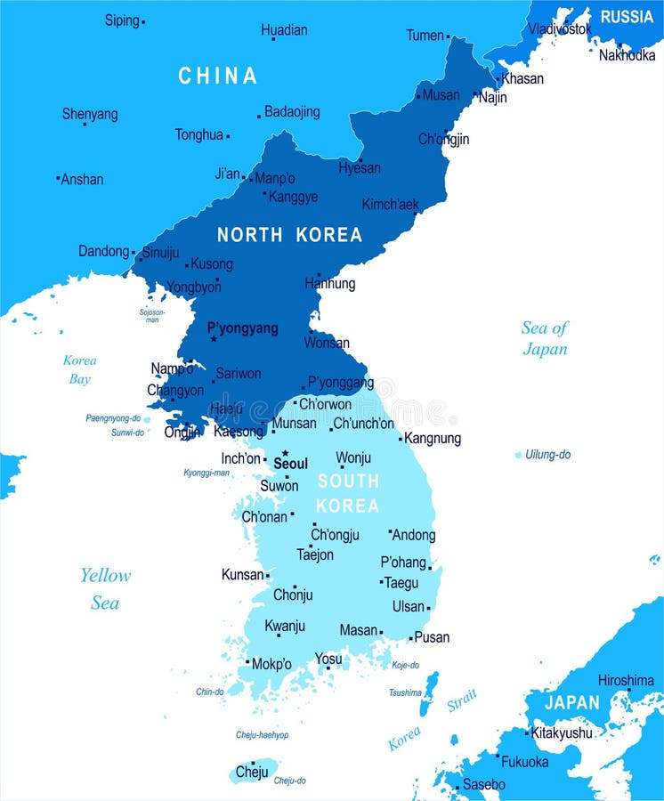 Korean Peninsula Map - Vector Illustration Stock Illustration ...