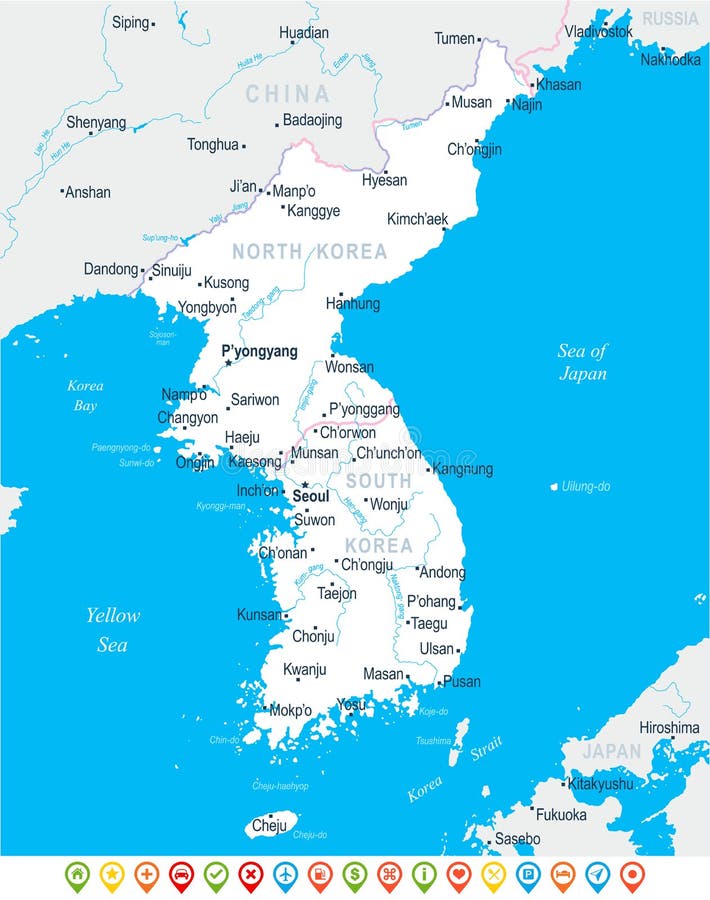 Korean Peninsula Map - Vector Illustration Stock Illustration ...