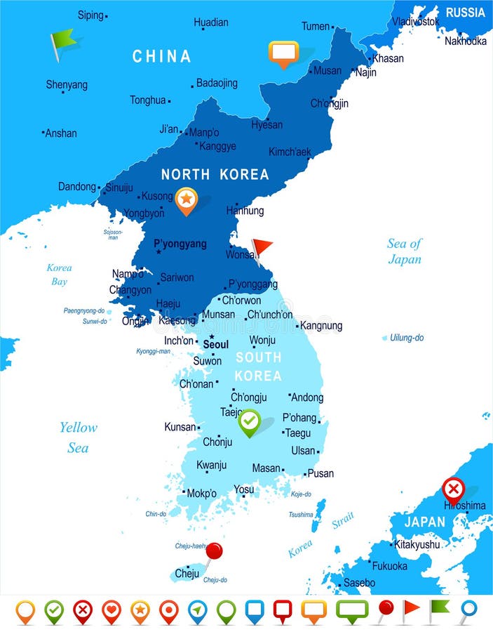 Korean Peninsula Map - Vector Illustration Stock Illustration ...