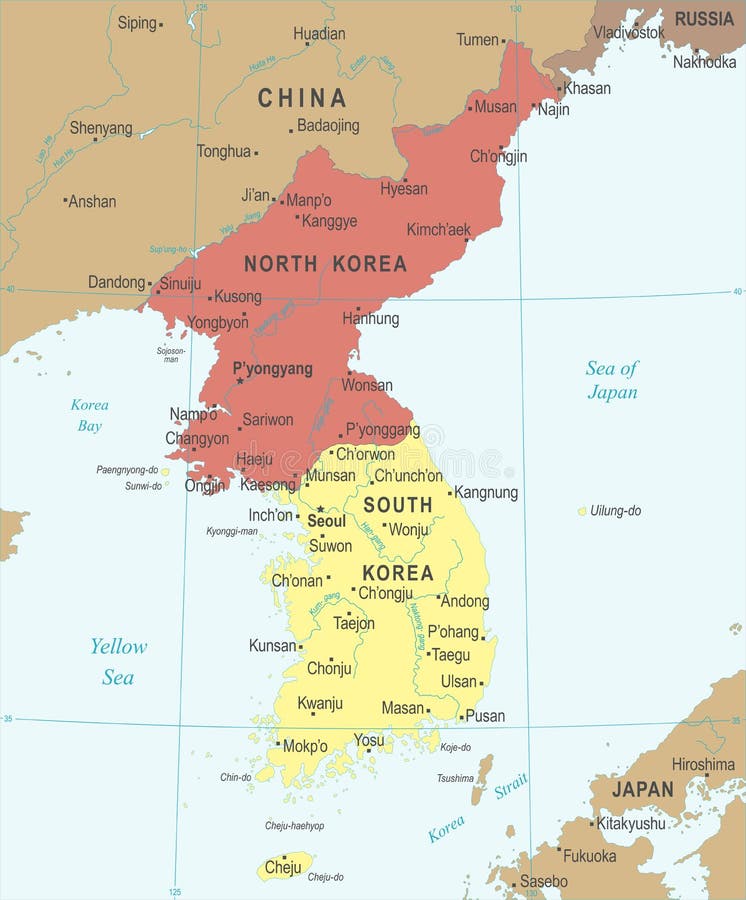 Korean Peninsula Map - Vector Illustration Stock Illustration ...