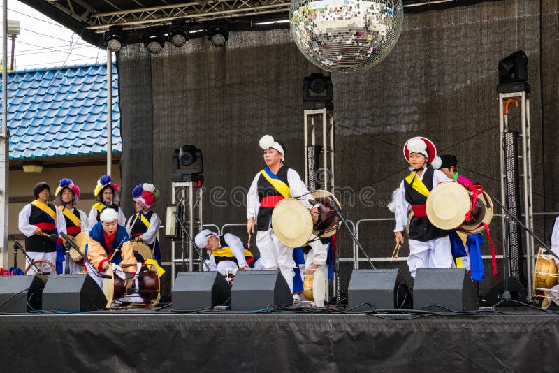 Korean performers on stage editorial stock photo. Image of drummers ...