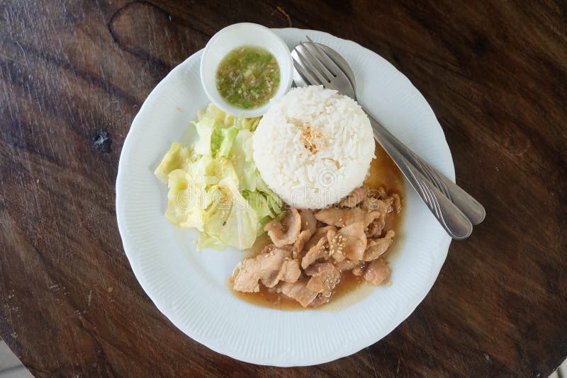 Korean pork with rice stock image. Image of healthy, steak - 66076861