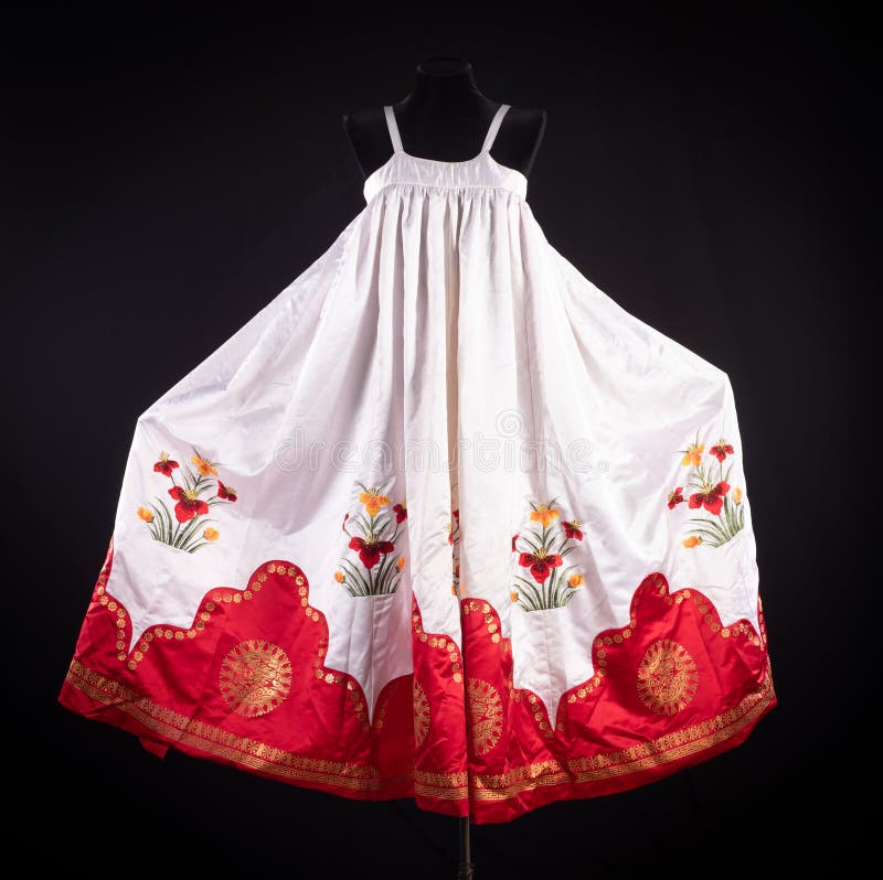 Korean Red White National Dress with Pattern Stock Photo - Image of ...