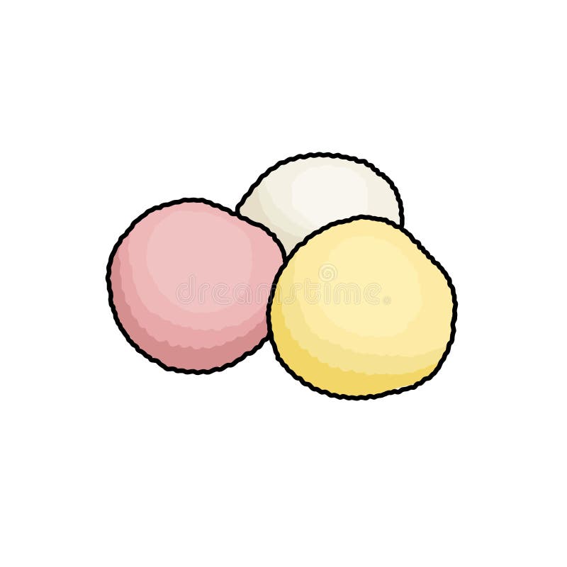 Korean Rice Cake Ball Doodle Icon, Vector Color Line Illustration Stock ...