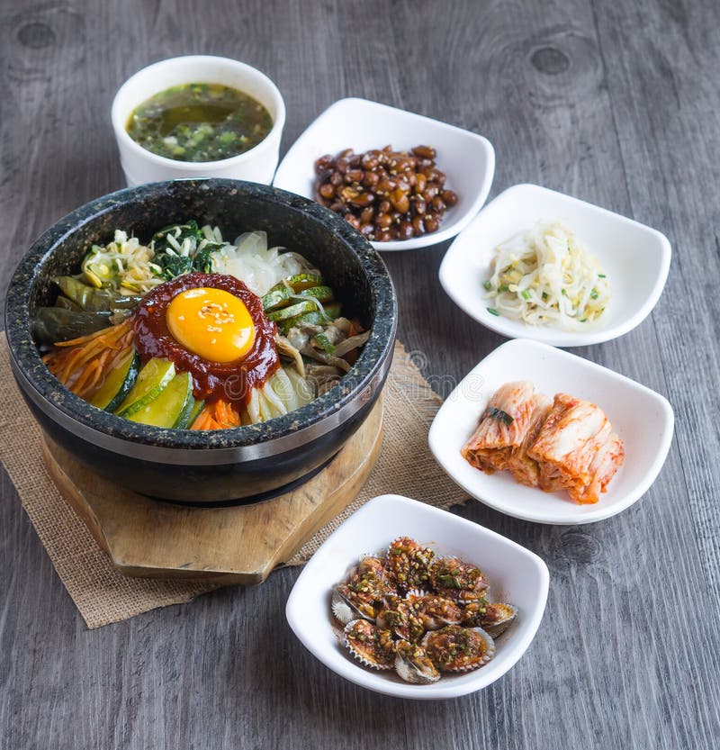 Korean Rice Mis with Vegetables and Egg with Korean Sauce Stock Photo ...