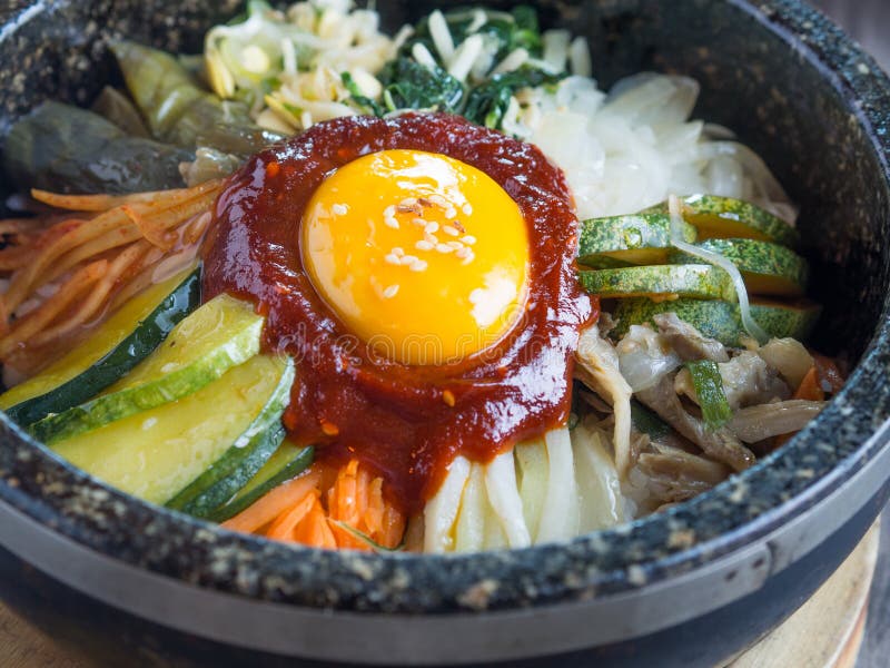 Korean Rice Mis with Vegetables and Egg with Korean Sauce Stock Photo ...