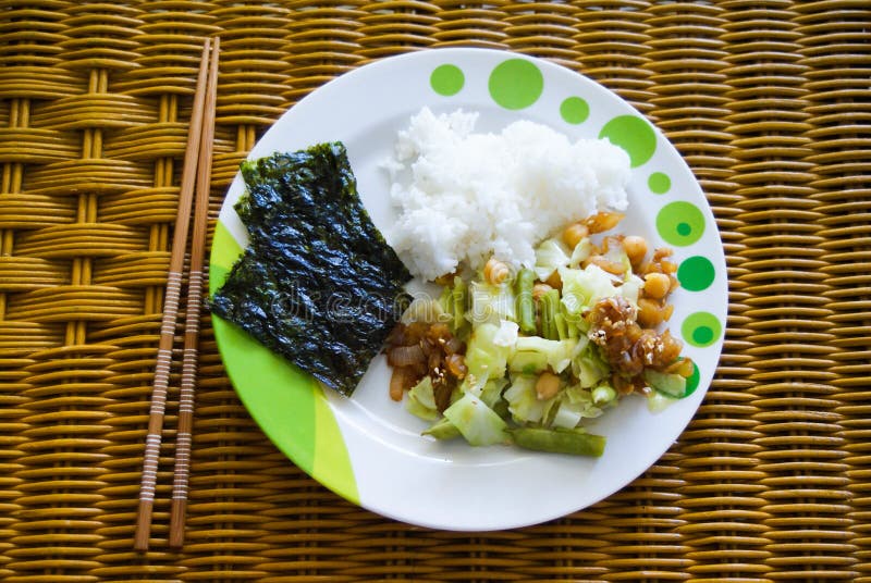 Korean Rice with Steamed Vegetables and Seaweed Stock Photo - Image of ...