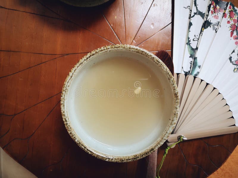Korean Rice Tea and Folding Fan Stock Photo - Image of asian, folding ...
