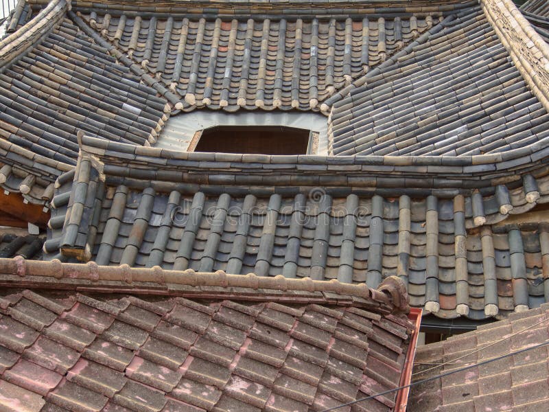 Old Korean rooftops stock image. Image of house, village - 42011719