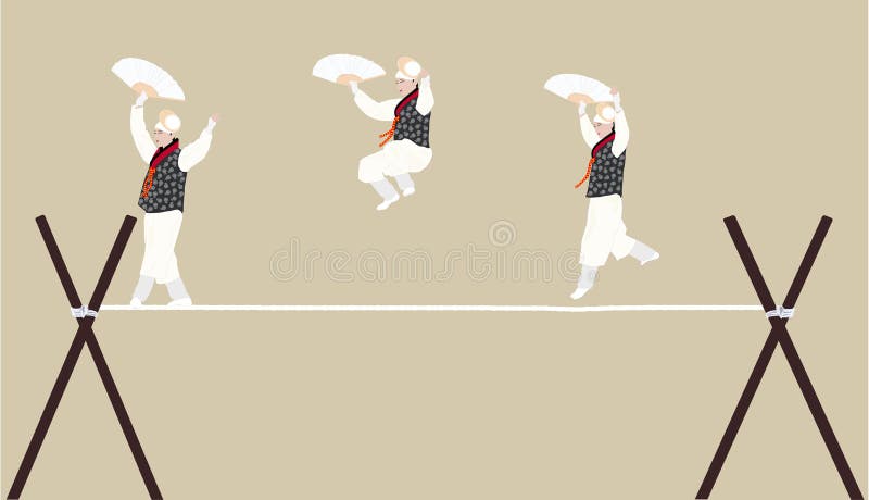 Korean Acrobatic Rope Walker Sequence Stock Photo - Illustration of ...