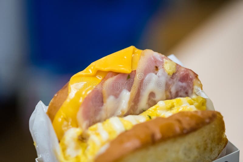 Korean Sandwich Bread or Egg Drop with Ham Stock Image - Image of diet ...