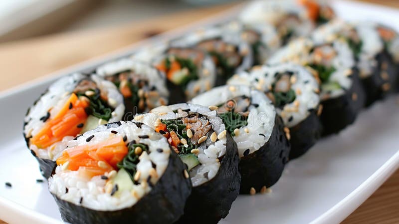 Korean Seaweed Rice Roll or Kimbap. Generative Ai Stock Illustration ...