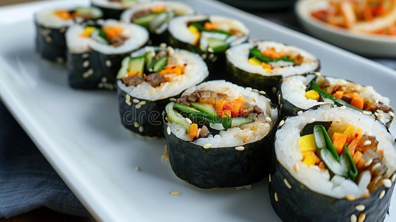 Korean Seaweed Rice Roll or Kimbap. Generative Ai Stock Illustration ...