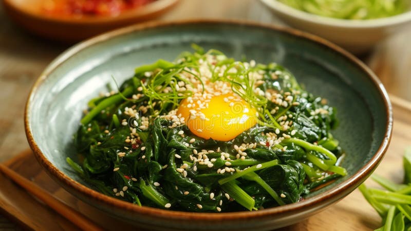 Korean Spinach Salad Sigeumchi Namul, Korean Side Dish. Generative Ai ...