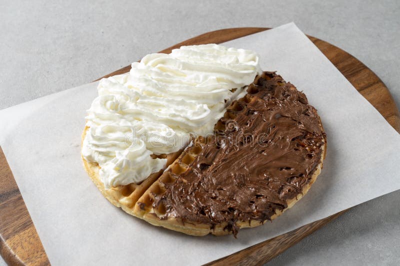 Korean Style Food Cafe Nutella Waffles Stock Photo - Image of cafe ...