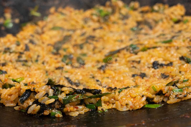 Korean Style Spicy Fried Rice with Seaweed and Vegetables Stock Image ...