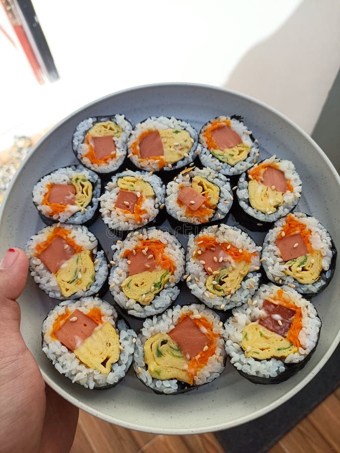 Korean Style Sushi Roll & X28;KIMBAP& X29; Stock Image - Image of ...