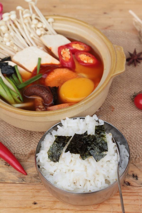 Korean Tofu Soup with Rice is Delicious. Stock Photo - Image of diet ...