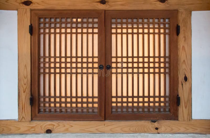 Traditional Korean Pattern On The Window Stock Image - Image of timber ...