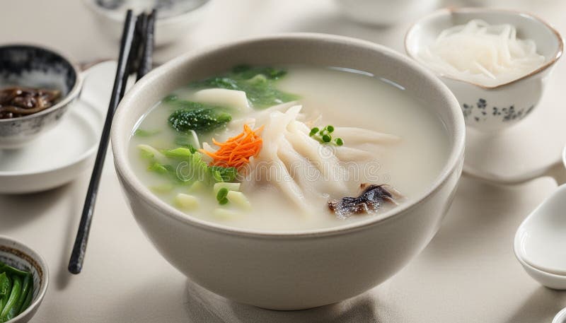 Korean White Soup Seolleongtang Stock Illustration - Illustration of ...