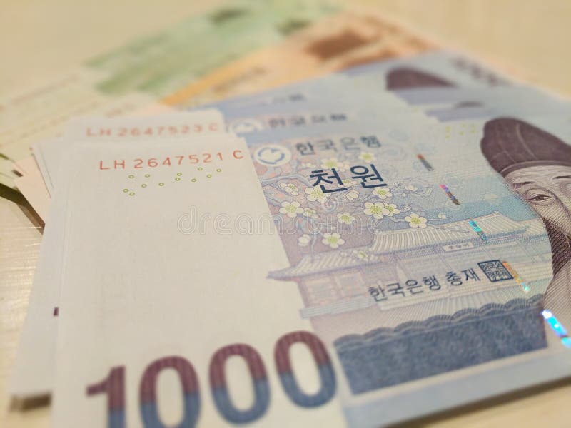 Korean Won Bank Notes stock photo. Image of colorful - 92330616
