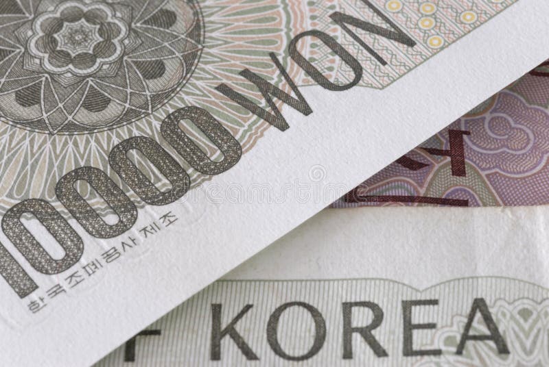 Korea, Korean Won Currency Bill Detail Close Up Stock Image - Image of ...