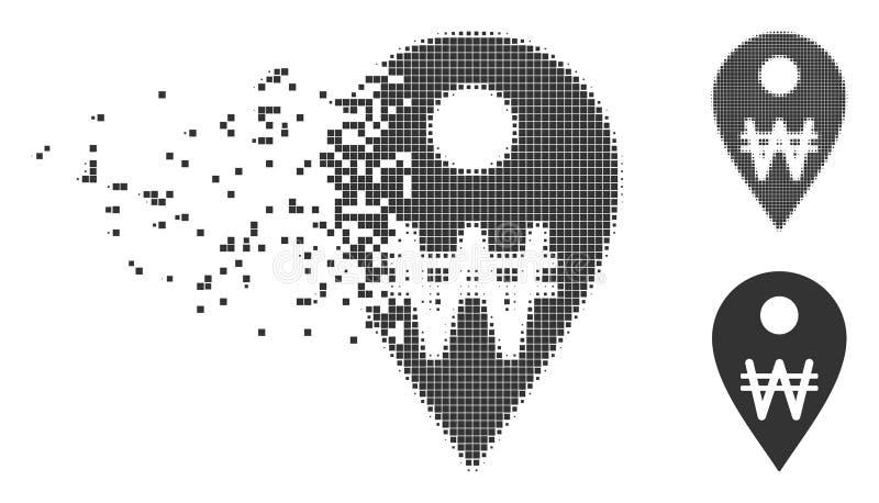 Korean Won Map Marker Moving Pixel Halftone Icon Stock Vector ... Korean Won Map Marker Moving Pixel Halftone Icon Stock Vector ...