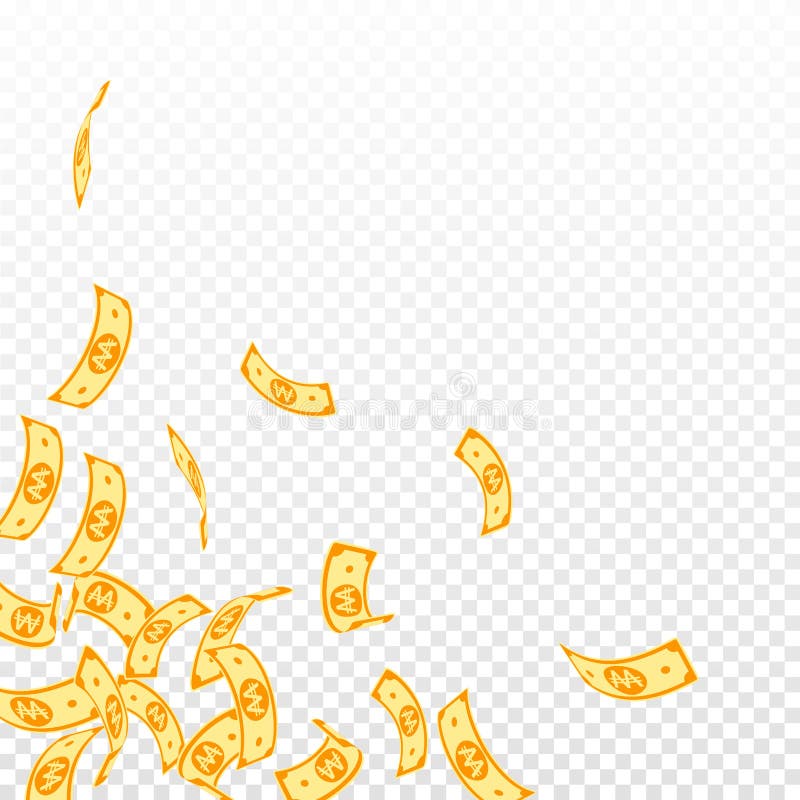 Korean Won Notes Falling. Floating WON Bills on Tr Stock Vector ...