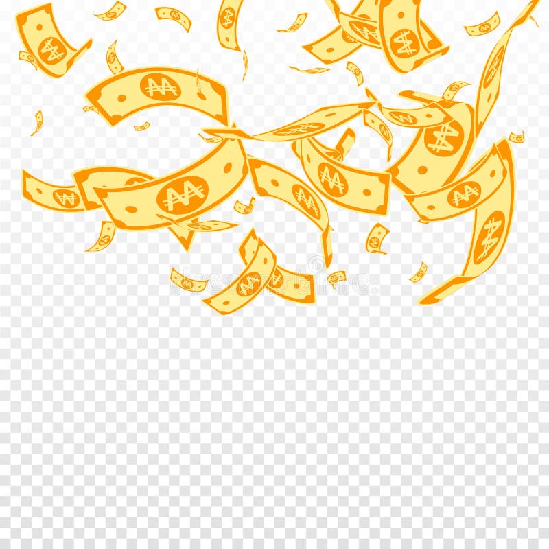 Korean Won Notes Falling. Random WON Bills on Tran Stock Illustration ...