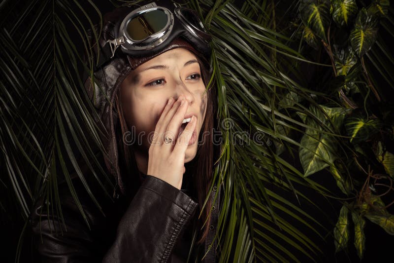 Korean Young Girl Pilot Screaming Stock Photo - Image of beauty, dirty ...