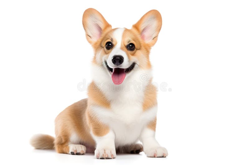 Korgi Puppy on Clean White Background Stock Illustration - Illustration ...