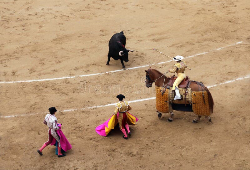 Korrida En Madrid Matador Toma El Pelo El Toro Con Muleta Foto de ...