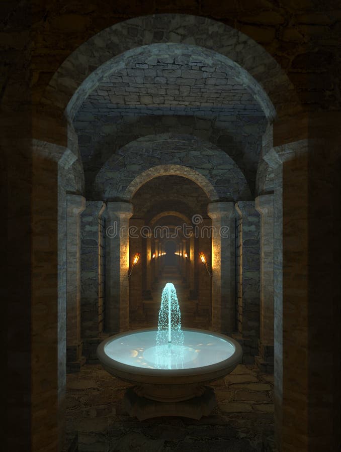 Korridor im Kerker stock abbildung. Illustration von feuer - 68468272