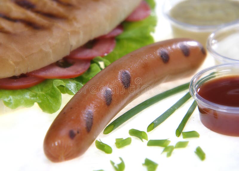 Korv arkivfoto. Bild av matställe, dressing, korv, färg - 9006924